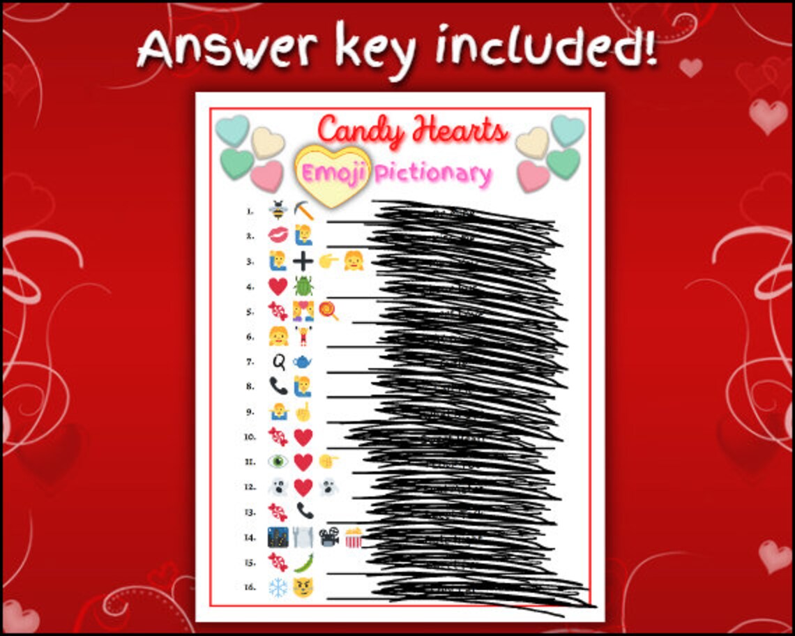 Valentine's Candy Hearts Emoji Pictionary Game | Fun Valentine's Day ...