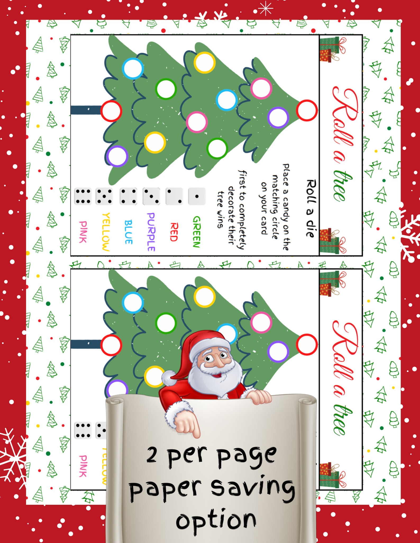 Roll A Tree Christmas Game, Printable Christmas Games, Roll A Tree Dice ...