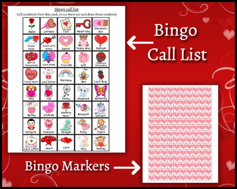 Valentine's BINGO Game for Kids and Adults | Valentine's Day Printable ...