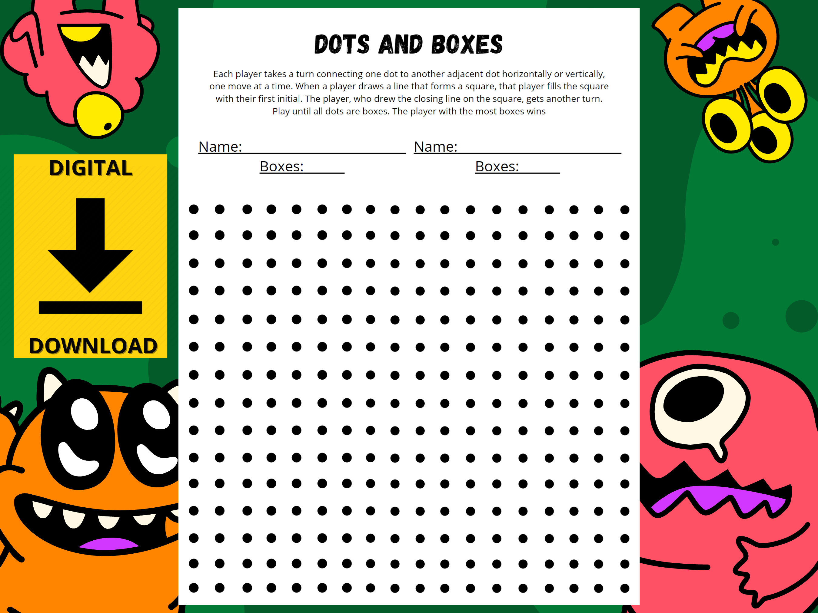 Printable Dots Game for Kids, Digital Download - Etsy