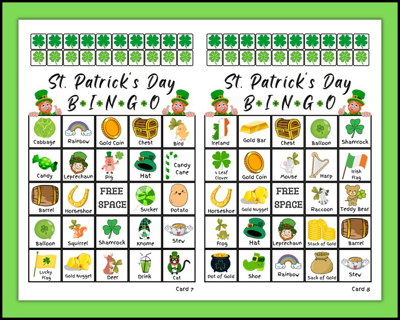 Bingo Game for Kids, St Patrick's Classroom Game, St Patty's Bingo, St ...