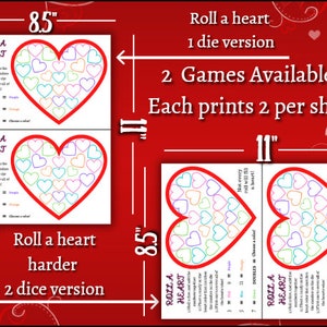 Valentine's Day Kids Rollin a Heart Game Printable | Heart Candy Dice ...