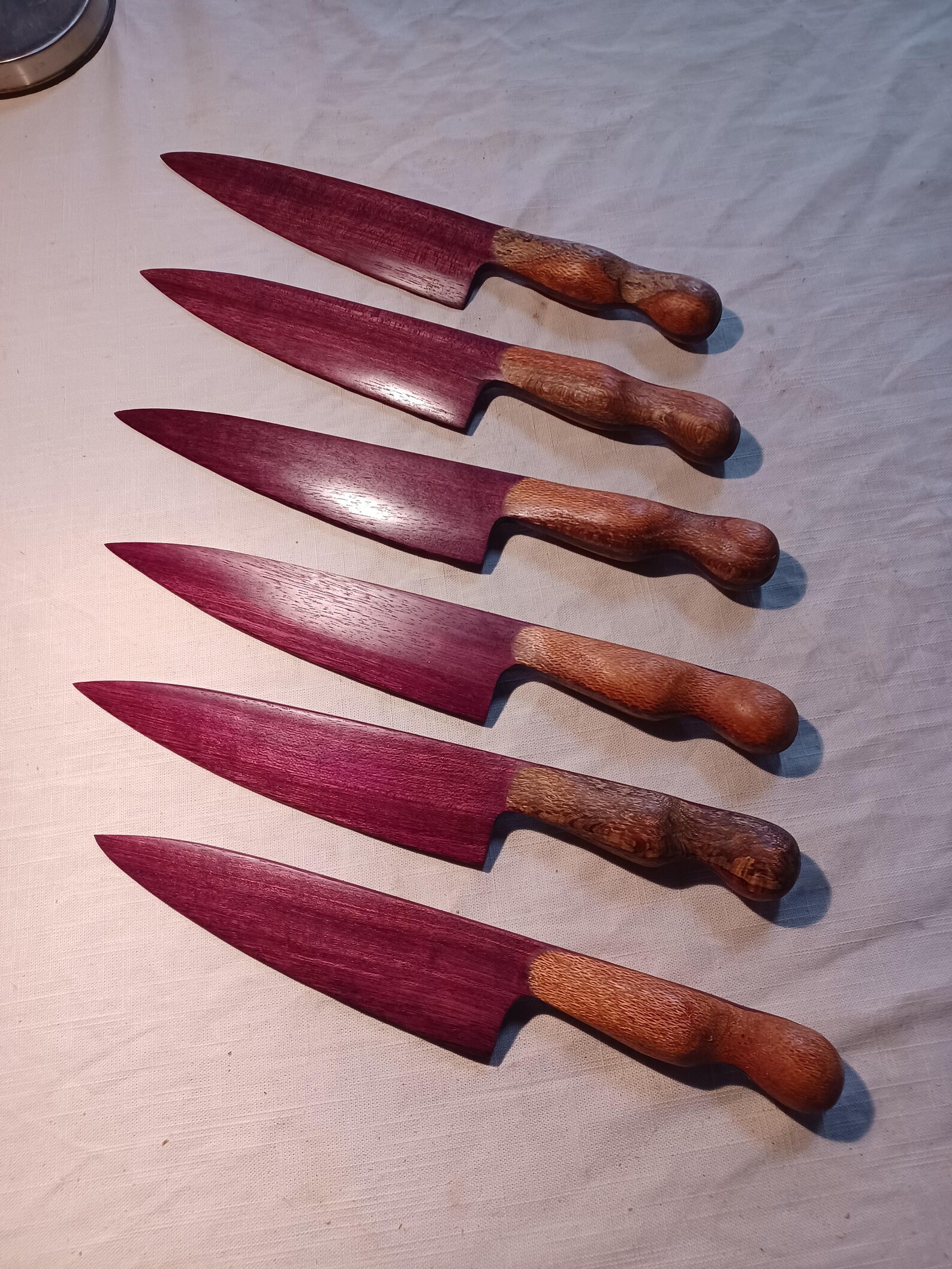Cake Knife/ Cheese Knife/ Practice Knife. Purpleheart and Fishtail Oak ...