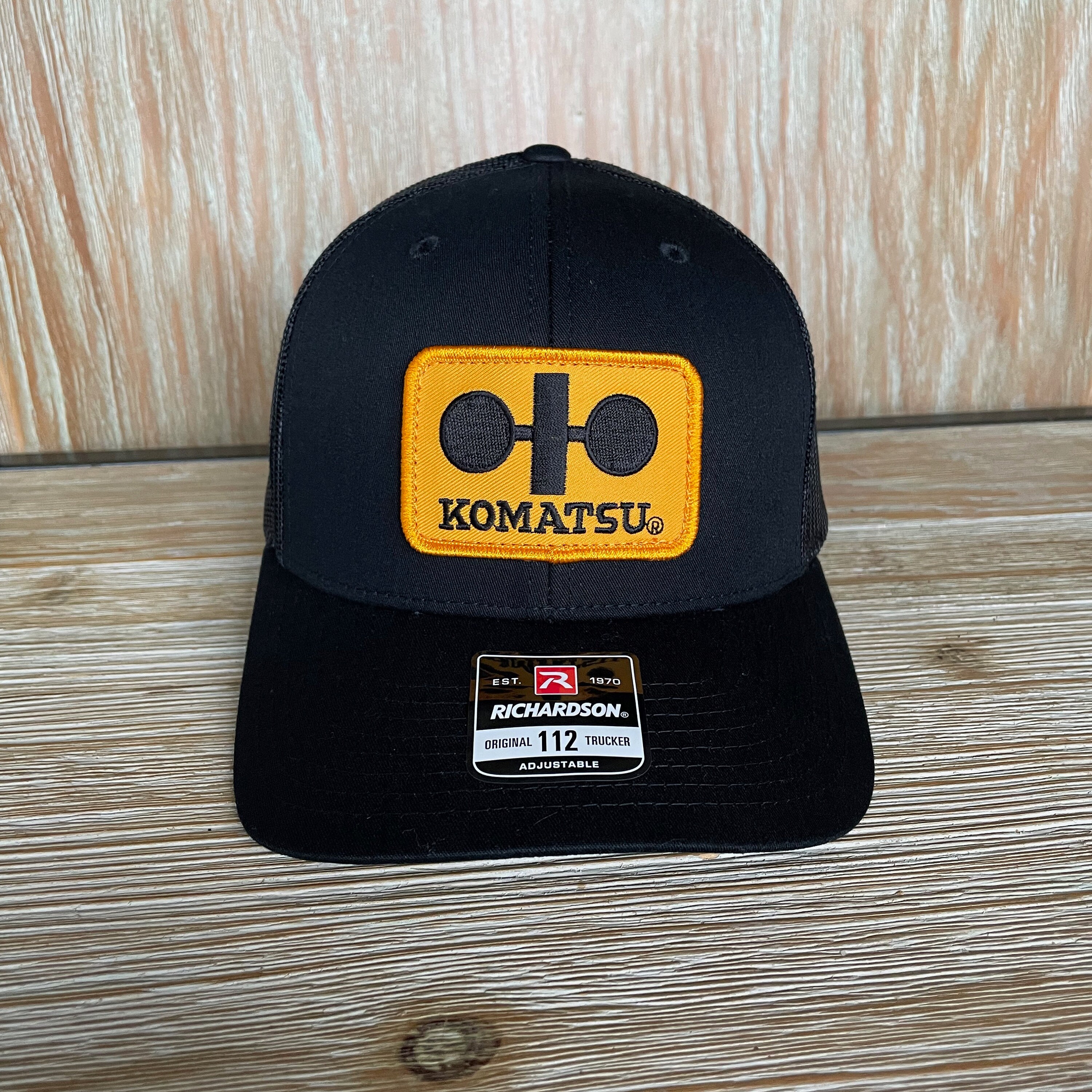 Vintage Komatsu Logo Retro Patch Sewn Onto Richardson 112 Black on ...