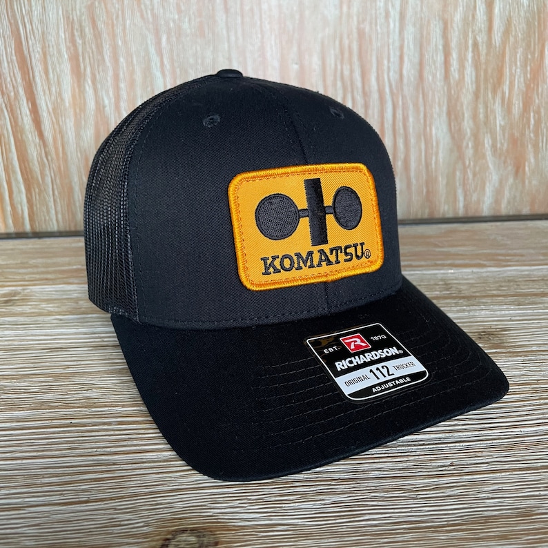 Vintage Komatsu Logo Retro Patch Sewn Onto Richardson 112 Black on ...