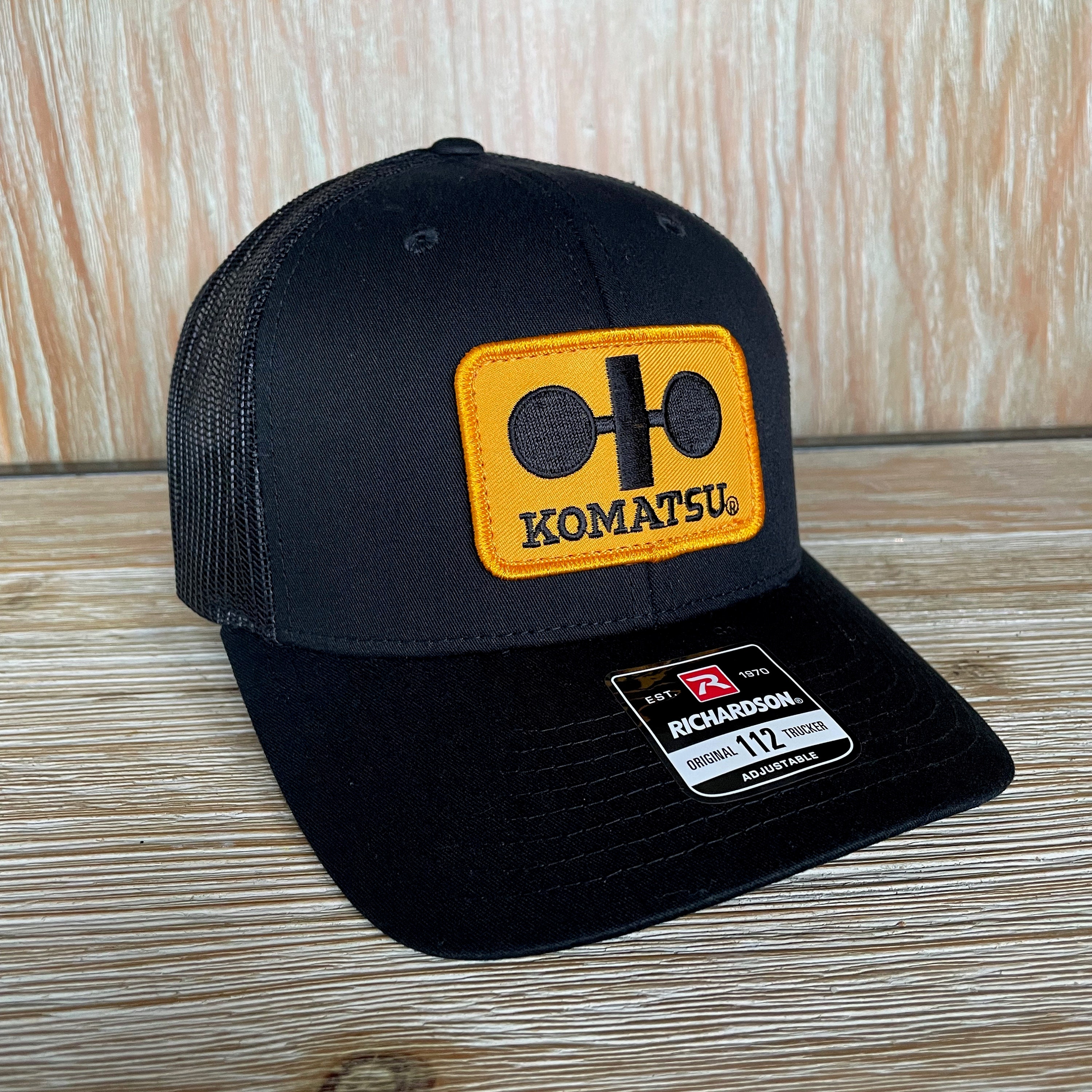 Vintage Komatsu Logo Retro Patch Sewn Onto Richardson 112 Black on ...