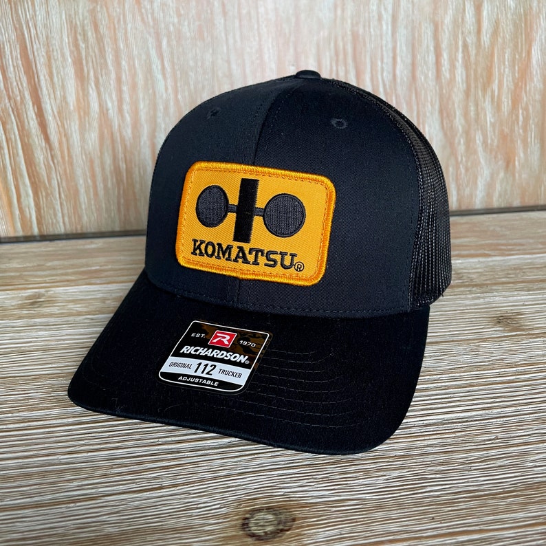 Vintage Komatsu Logo Retro Patch Sewn Onto Richardson 112 Black on ...