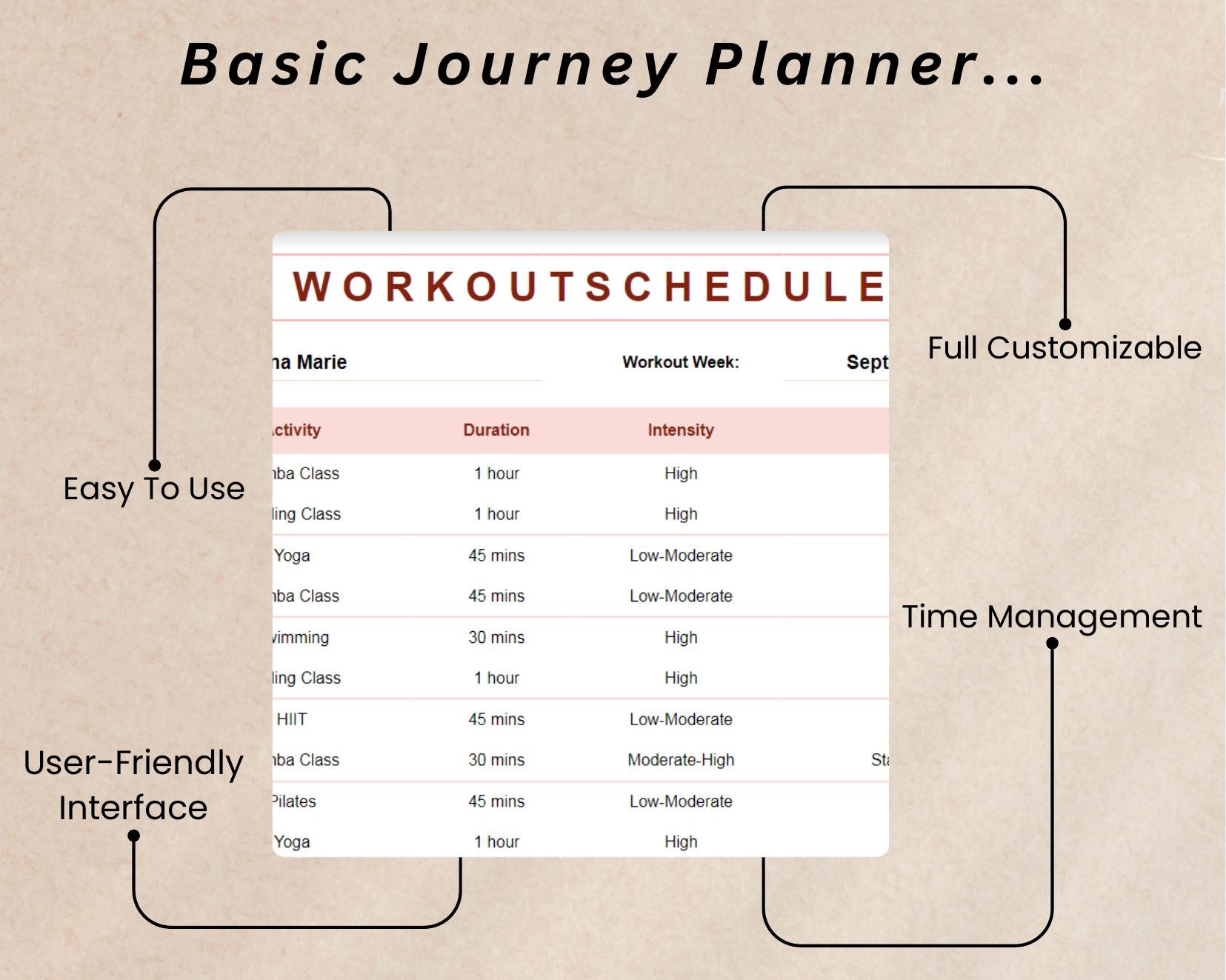 Workout Planner Spreadsheet Template / Simple Gym Planner / Excel or ...