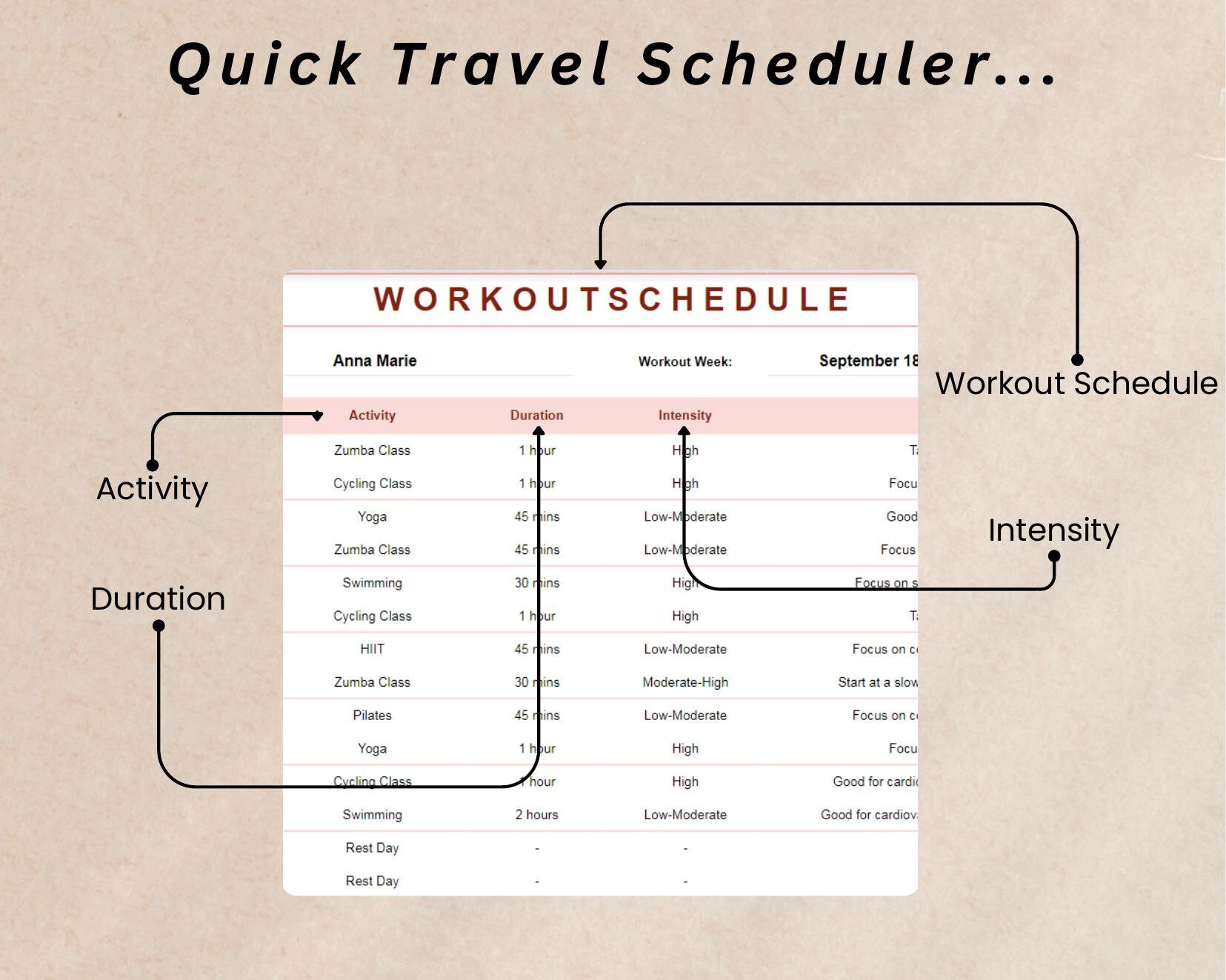 Workout Planner Spreadsheet Template / Simple Gym Planner / Excel or ...