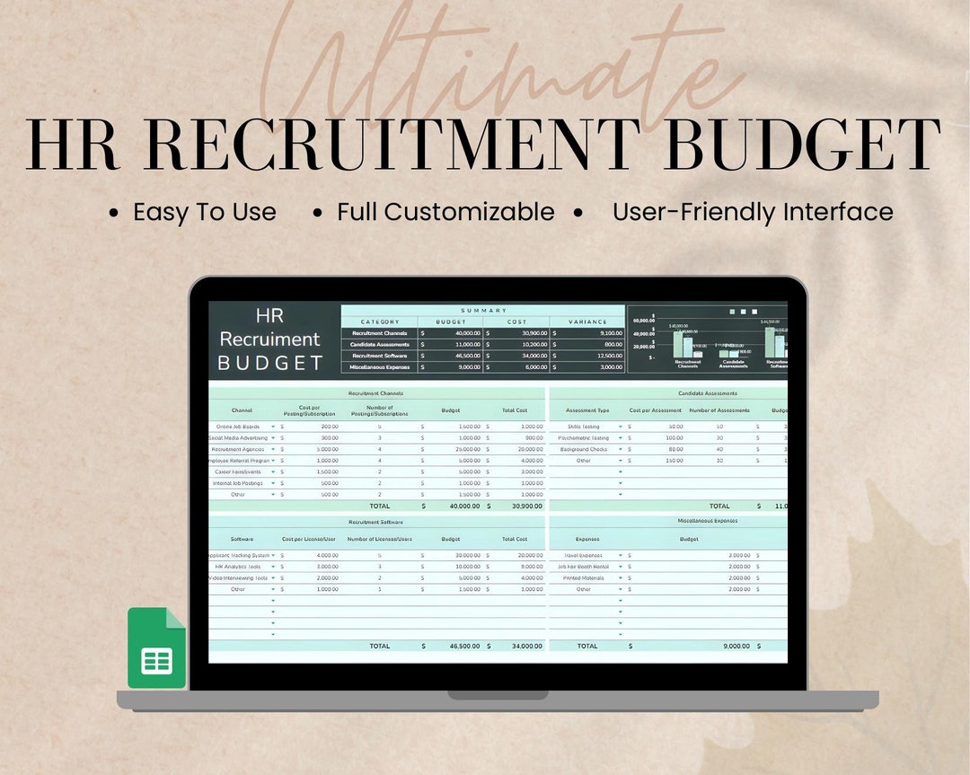 HR Recruitment Budget Tracker / Recruitment Template / Recruitment ...