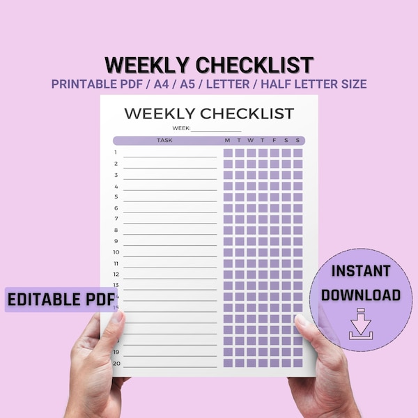 Weekly Checklist - Etsy
