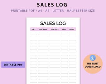Sales Tracker Editable - Etsy