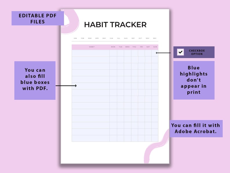 Habit Tracker Printable Editable Habit Tracker Template - Etsy Australia