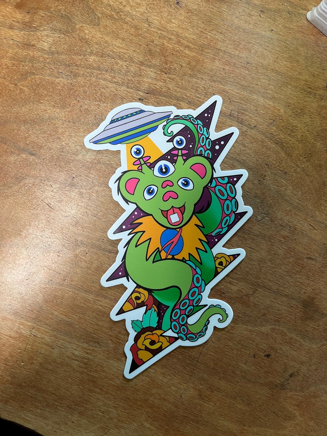 Alien Bear Bolt Sticker - Etsy