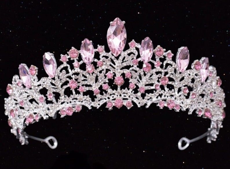 Pink Silver Rhinestone Crown - Etsy