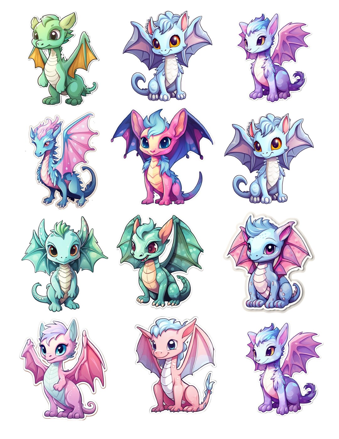 Dragon Stickers, PNG Sticker Bundle,fantasy Stickers,dragon Decal ...