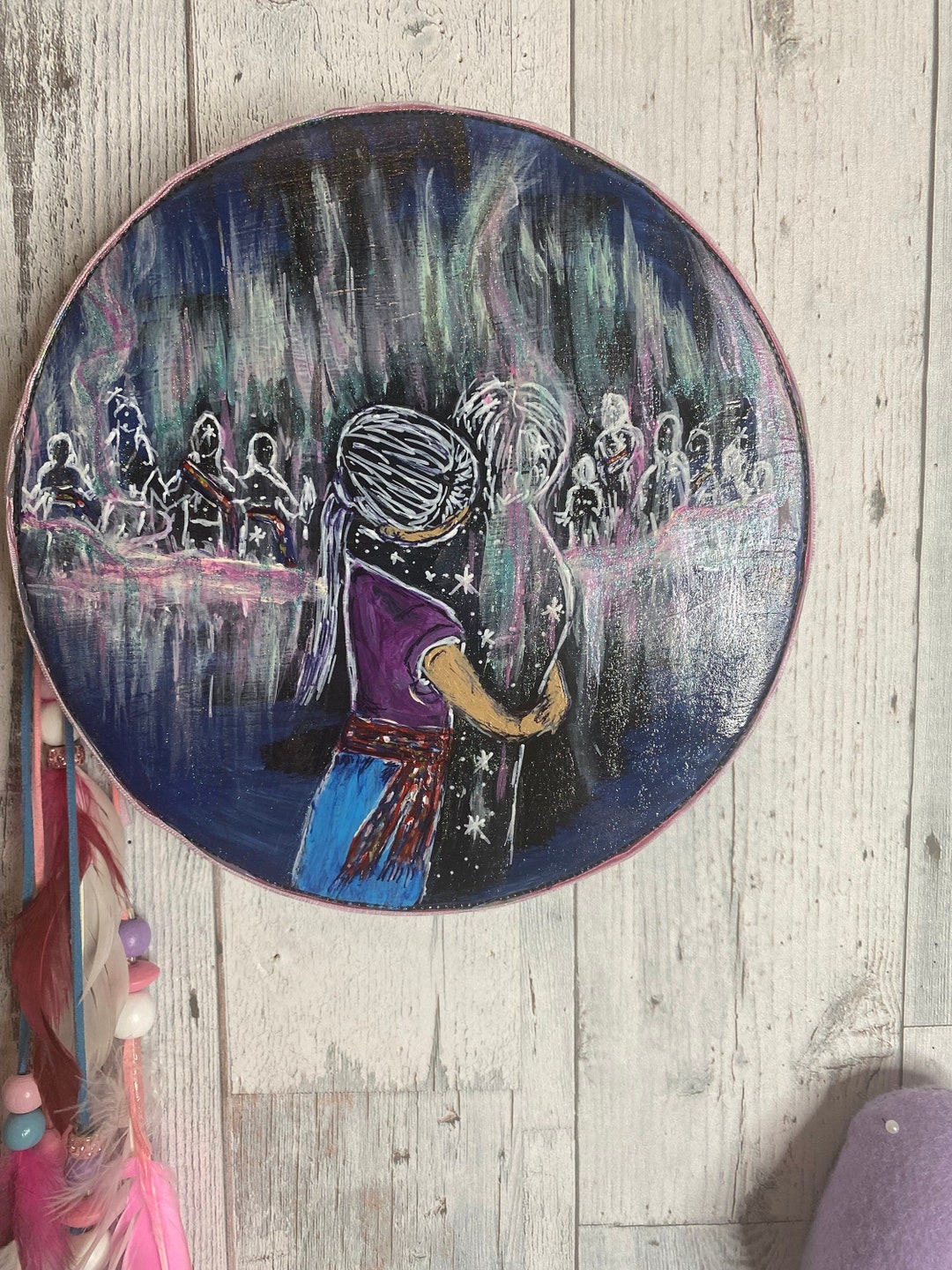 Metis Indigenousoriginial Hand Drum Art Piece, From Ribbons of Light ...