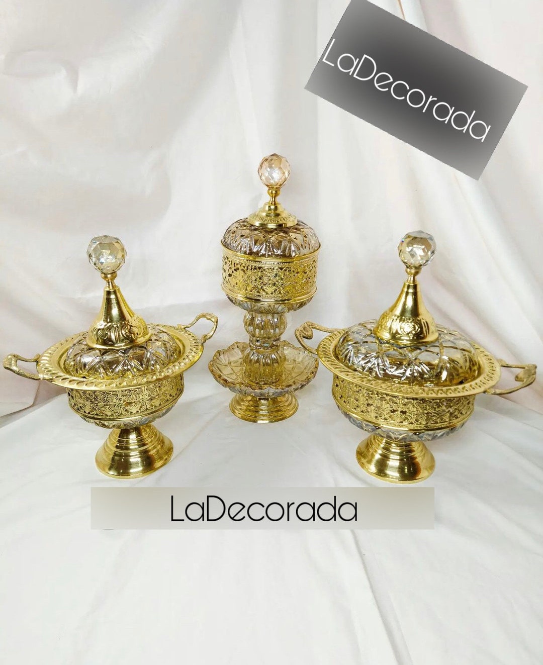 Set of Moroccan Censer With Two Bottles in Pure Copper Hand and ...