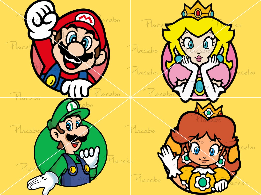Super Mario and Princess Peach Svg,super Luigi and Princess Daisy Png ...