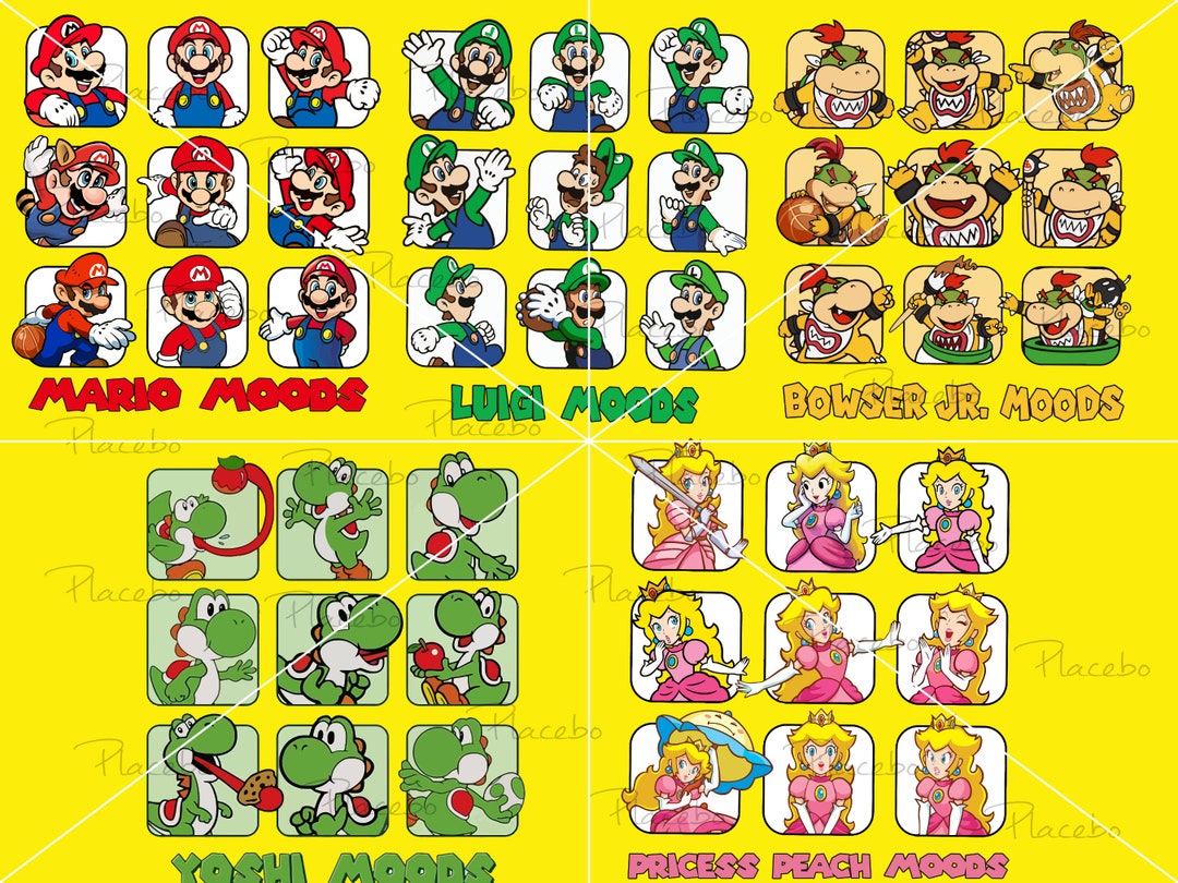 Super Mario Moods Pngluıgı Moods Pngprincess Peach - Etsy