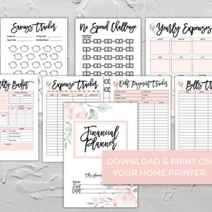 Financial Budget Planner Pink Floral 30 Pages - Etsy