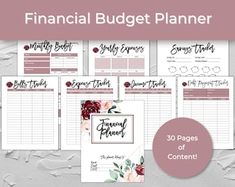 Financial Budget Planner Pink Floral 30 Pages - Etsy
