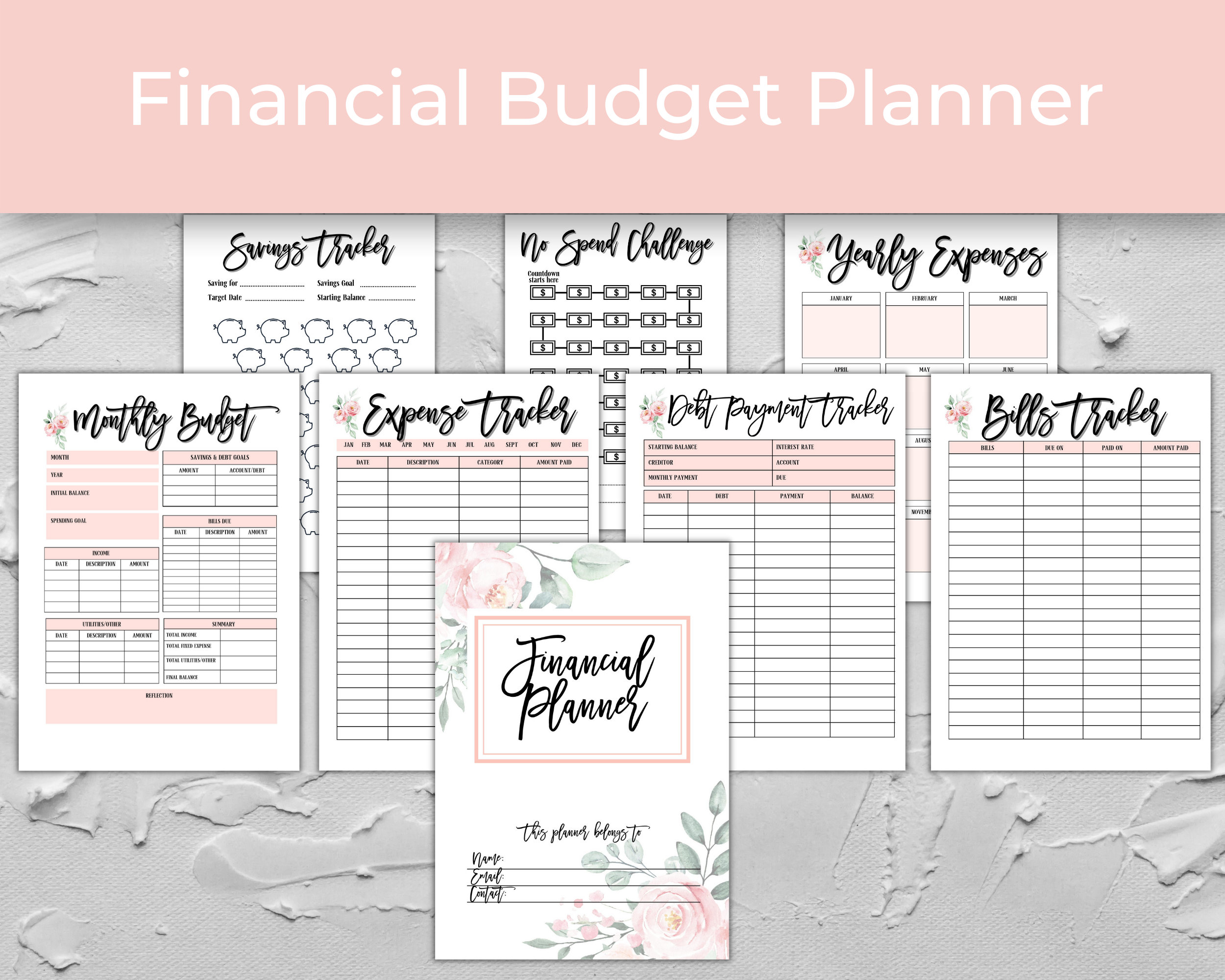 Financial Budget Planner Pink Floral 30 Pages - Etsy