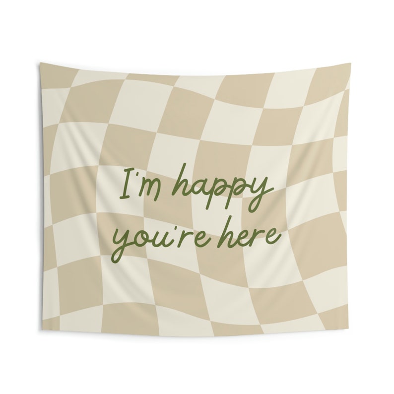 I'm Happy You're Here Checkered Classroom Tapestry Teacher Decor School ...