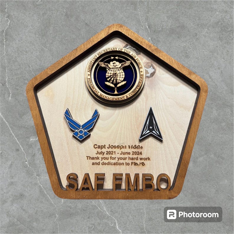 Custom Military Plaque | Pentagon 3D Wood Sign | Retirement, PCS, Award ...