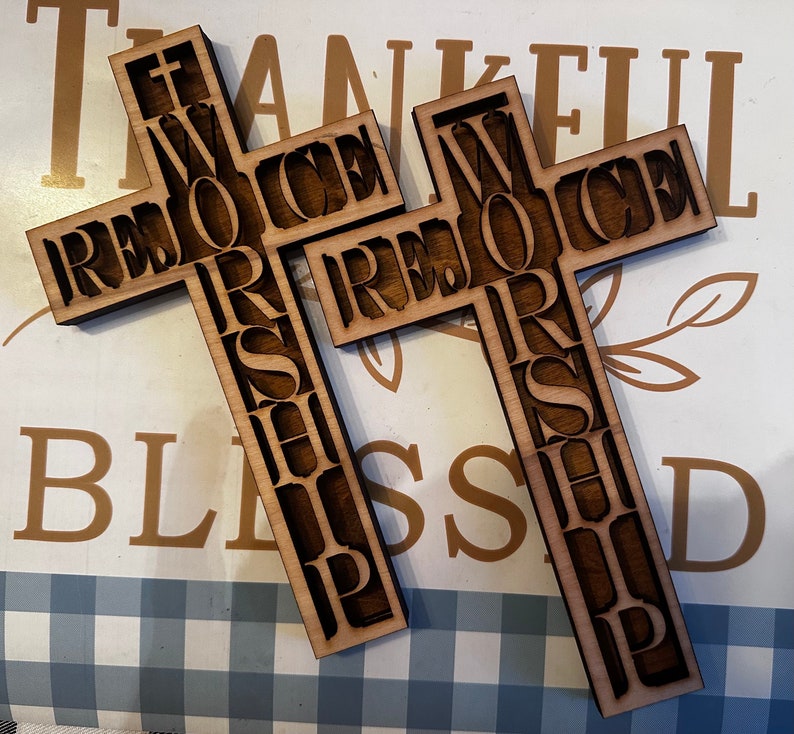 Rejoice Worship 3 Layer Cross SVG - Etsy