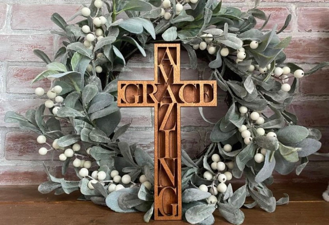 Amazing Grace Wall Art Wood Cross Wood Cross Wall Decor | Etsy
