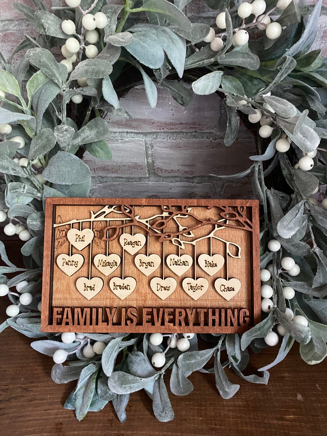 Personalized Family Tree Frame Sign, Custom Family Tree Sign, Hanging ...