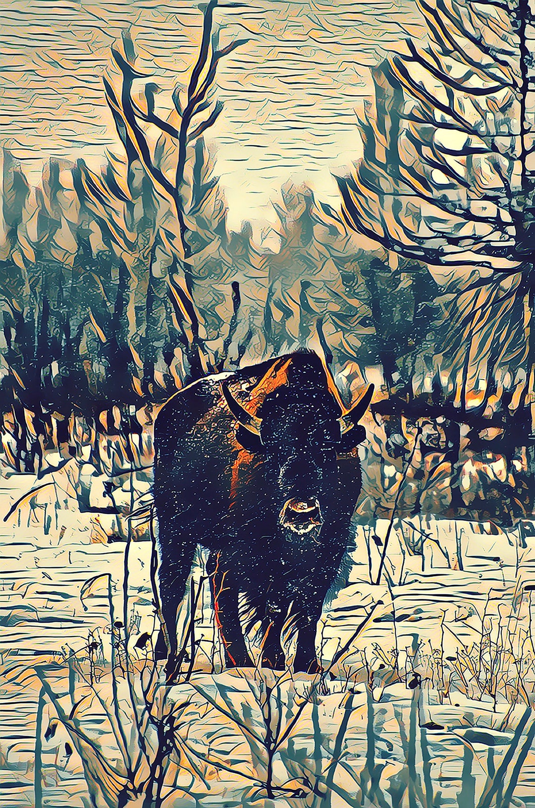 Alaskan Art, Bison Wall Art, Giclee, Canvas, Fine Art, Wildlife Art ...
