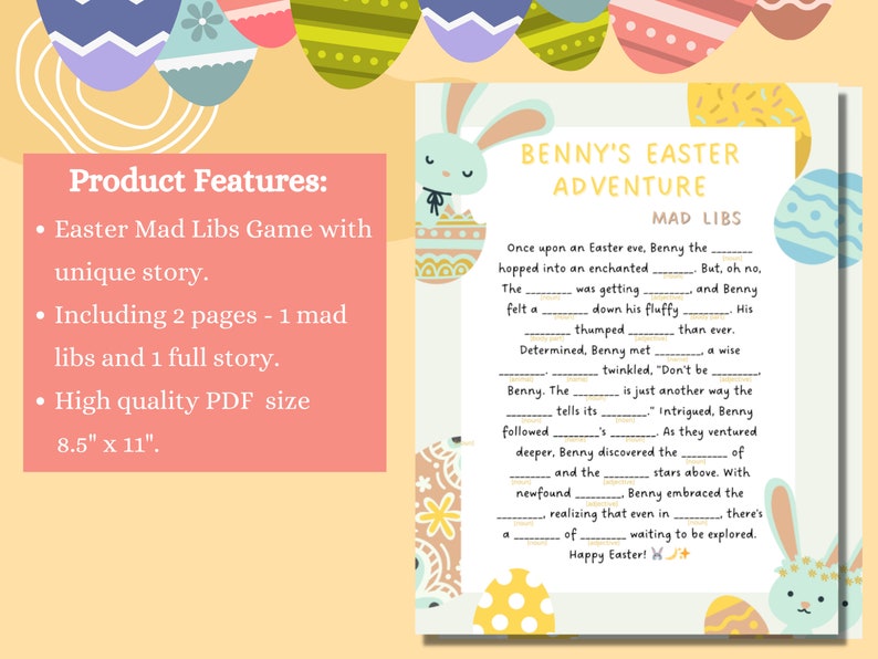 Easter Mad Libs Printable Easter Game Easter Activity for Kids and ...