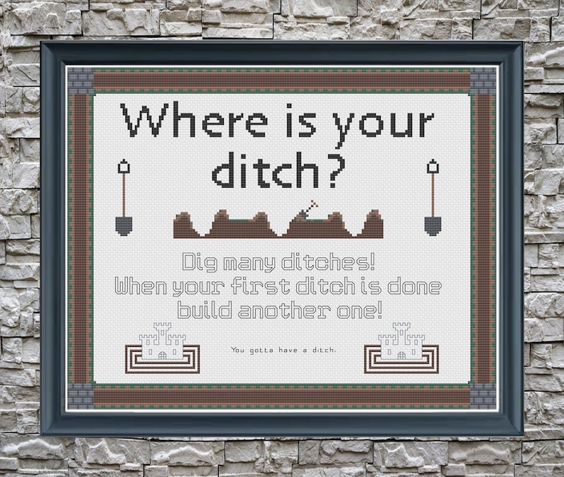 Where is Your Ditch, Dig Many Ditches Cross Stitch Pattern (PDF) - Etsy