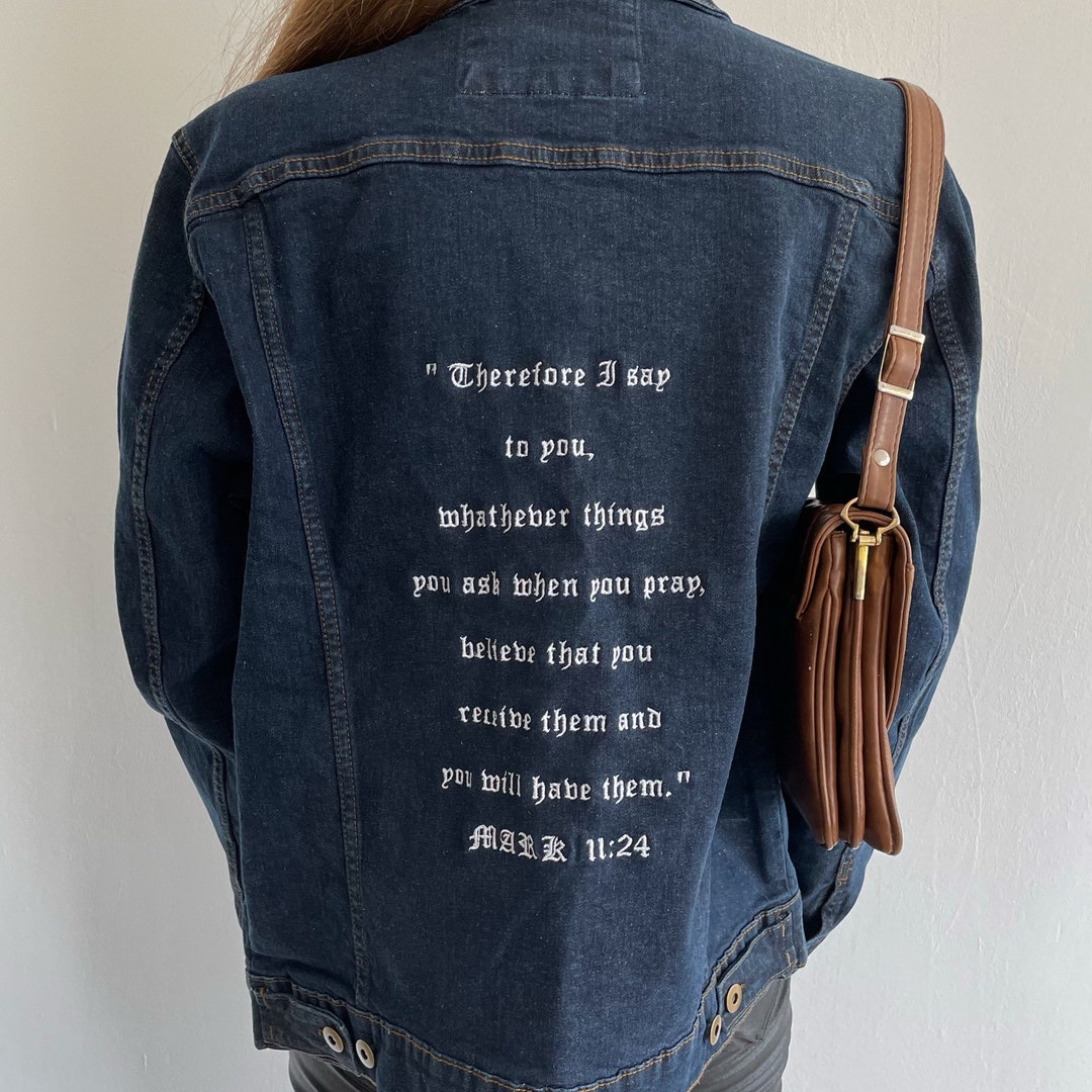 Bible Verse Embroidered Denim Jacket Christian Jacket - Etsy