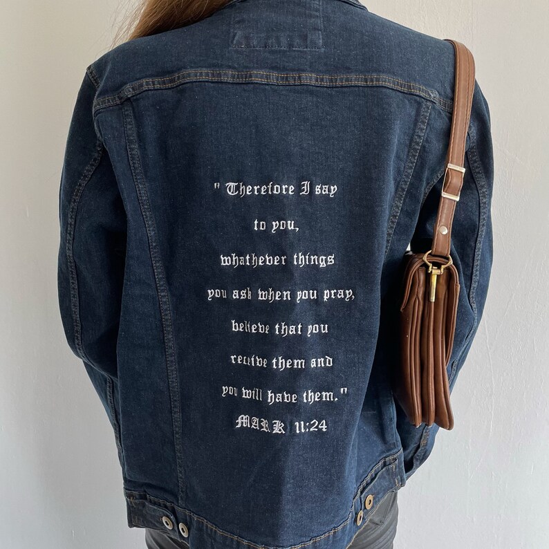 Bible Verse Embroidered Denim Jacket Christian Jacket - Etsy
