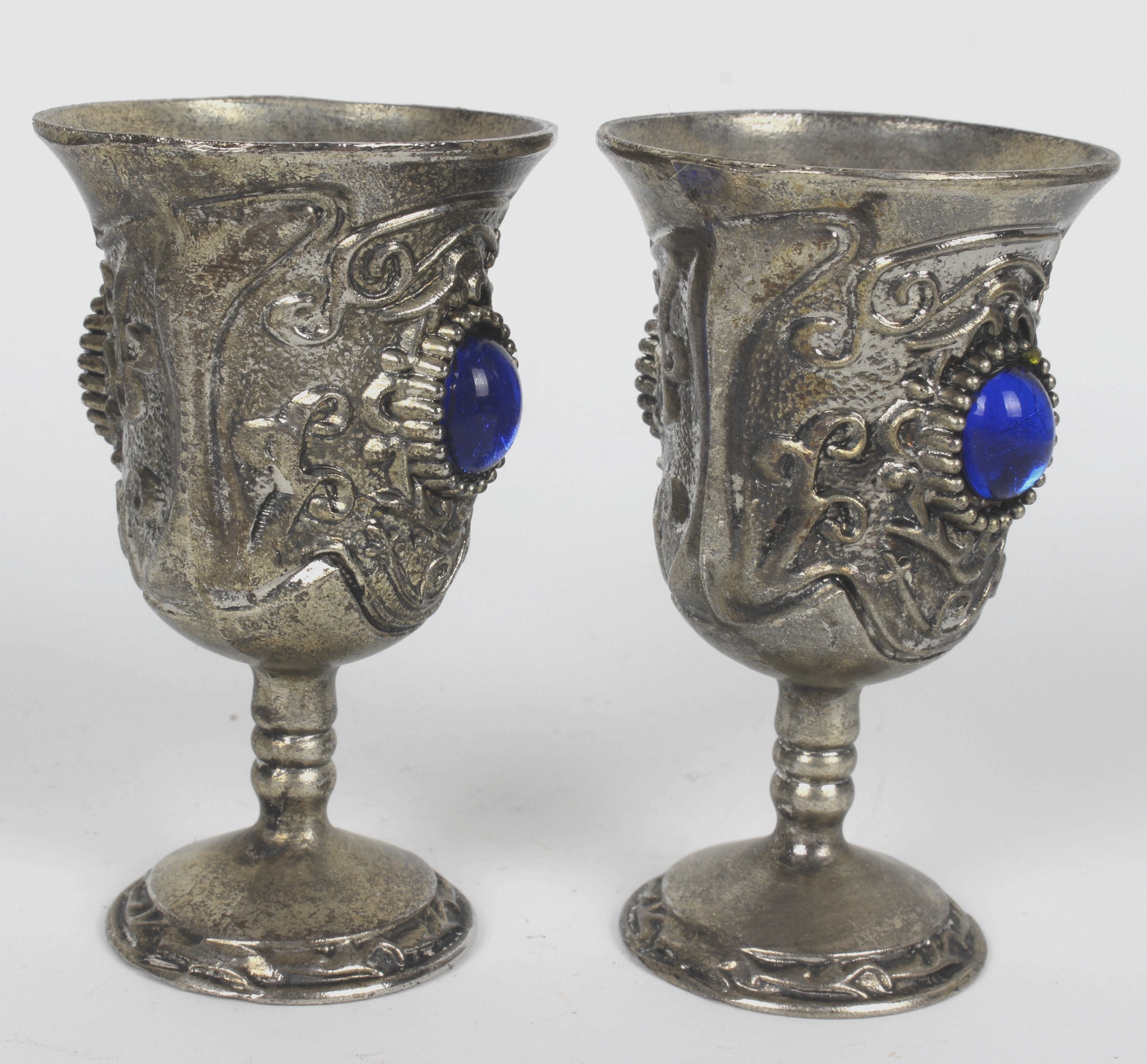 Chinese Folk Collection Tibetan Silver Inlaid Sapphire Wine Glass - Etsy