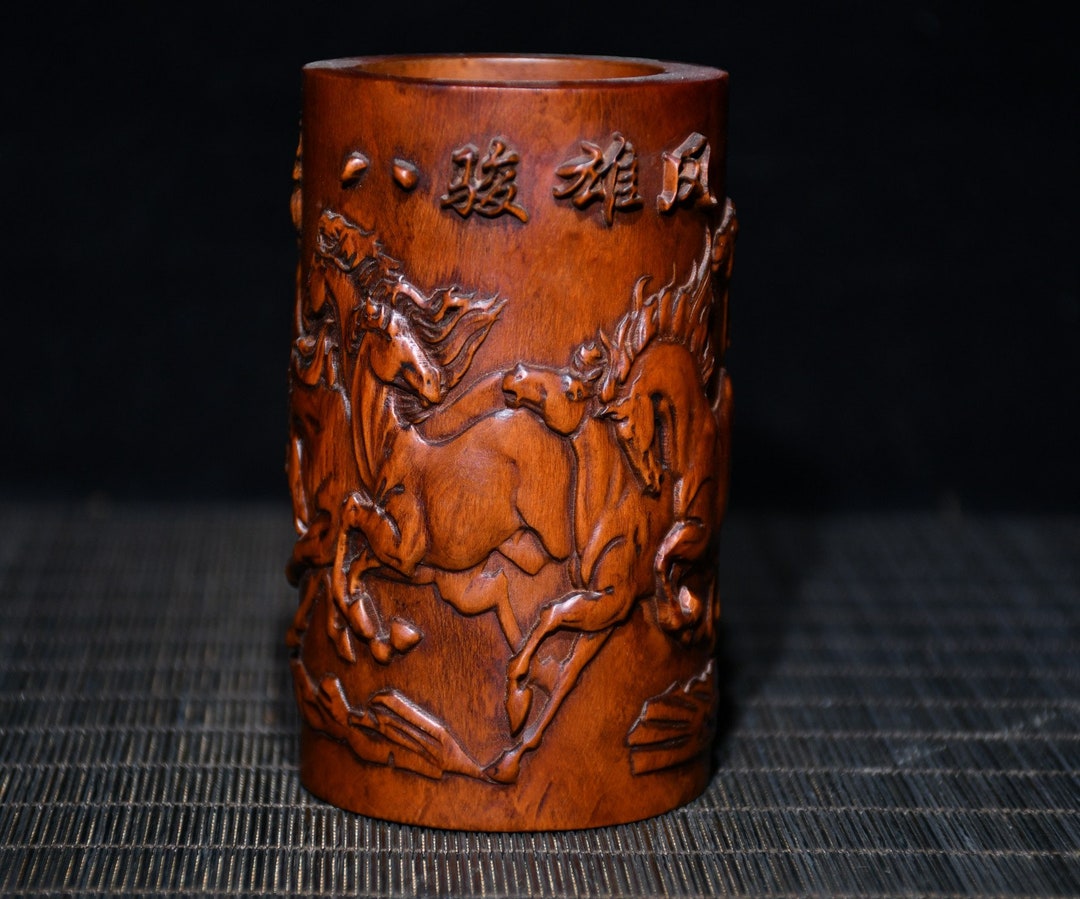 Chinese Folk Collection of Hand-carved Boxwood Pen Holders - Etsy