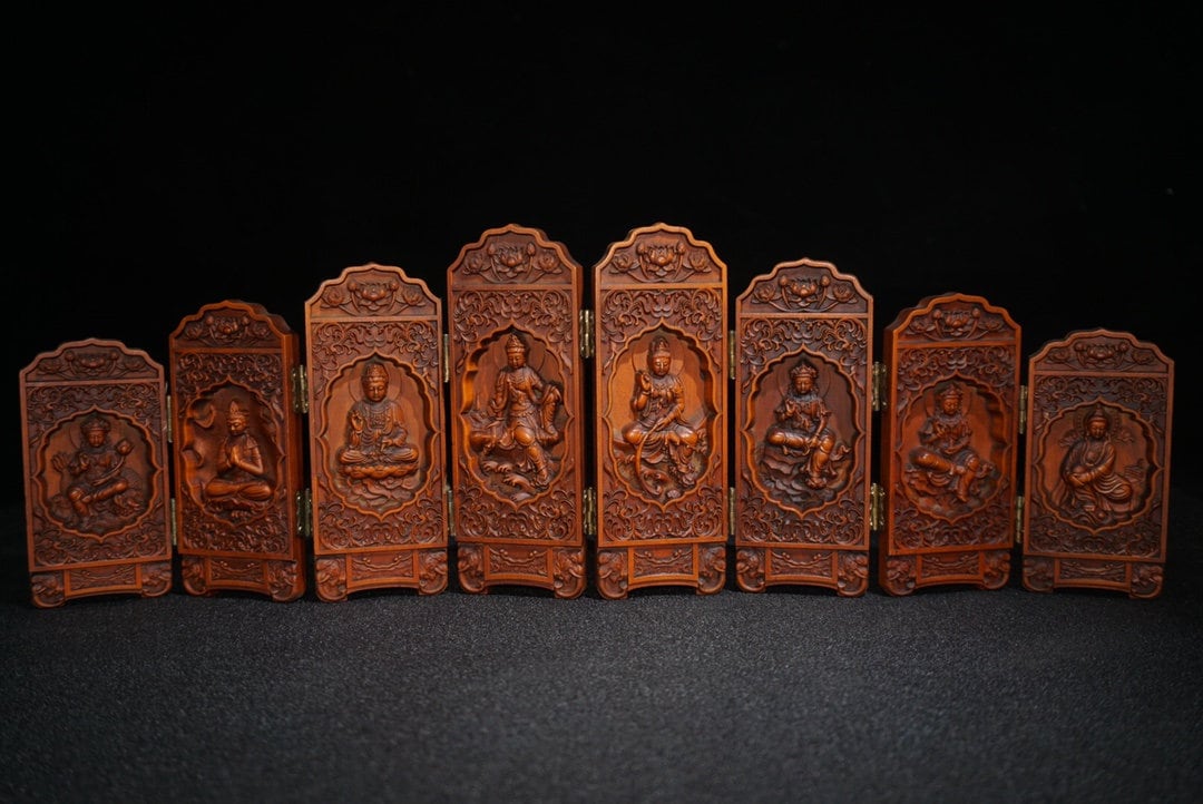 A Folk Collection of Handcrafted Boxwood Buddhist Niches - Etsy