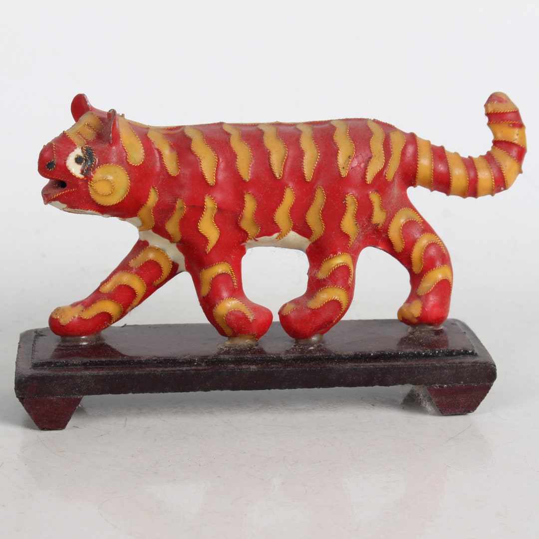 A Folk Collection of Hand-painted Cloisonne Tiger Statues - Etsy