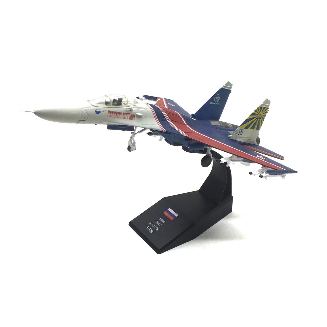 Diecast 1:100 Scale Russian Air Force SU-27 Warplane Alloy & Plastic ...
