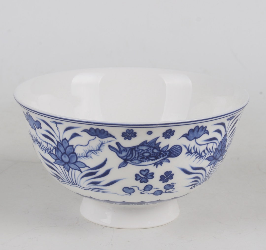 Hand-painted Blue and White Porcelain Bowls From Folk Collection - Etsy