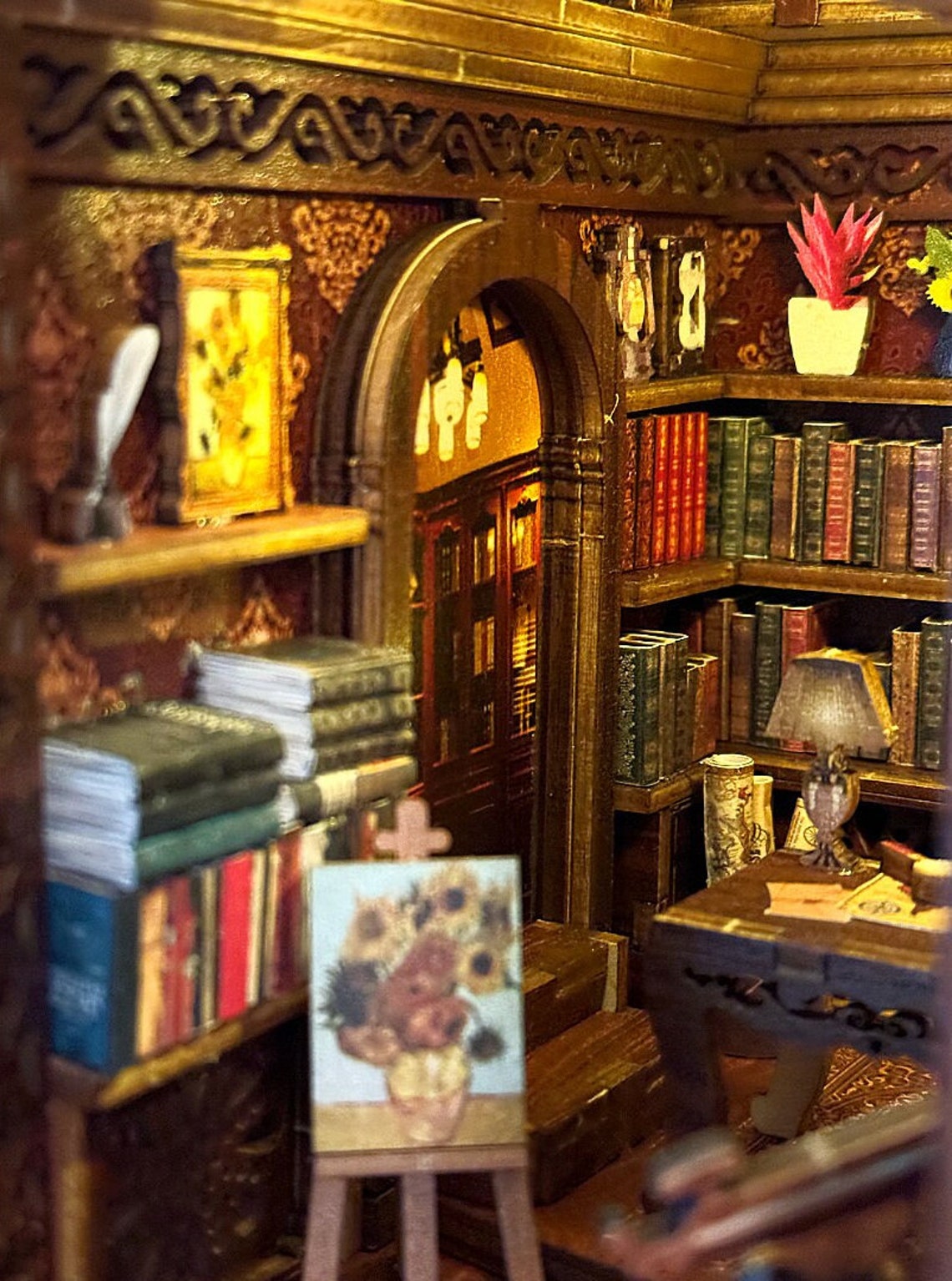 Library of Books | Assembled Book Nook Kit | Customizable Shelf Insert ...