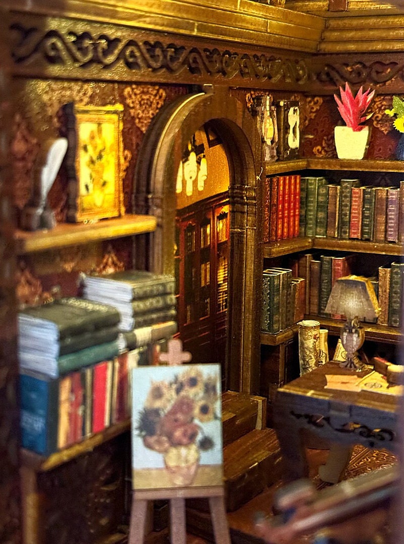 Library of Books | Assembled Book Nook Kit | Customizable Shelf Insert ...