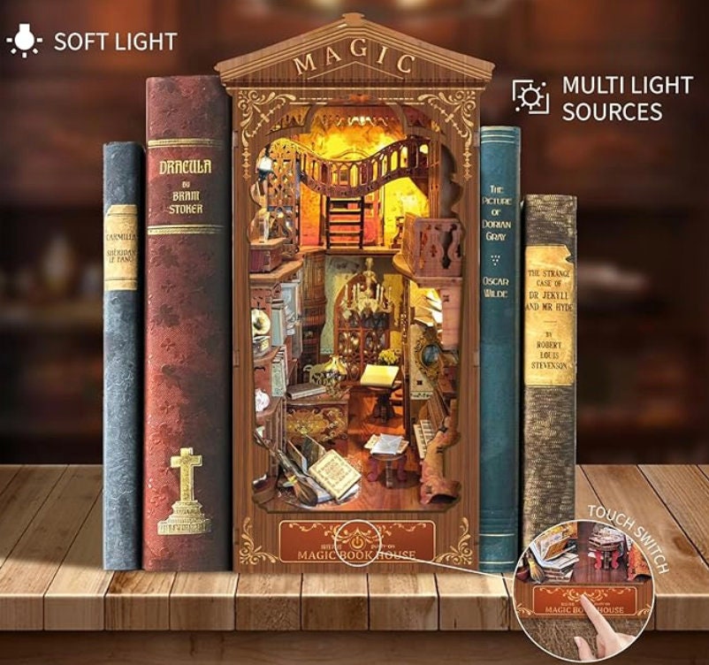 Magic Book House | Assembled Book Nook Kit | Customizable Shelving ...