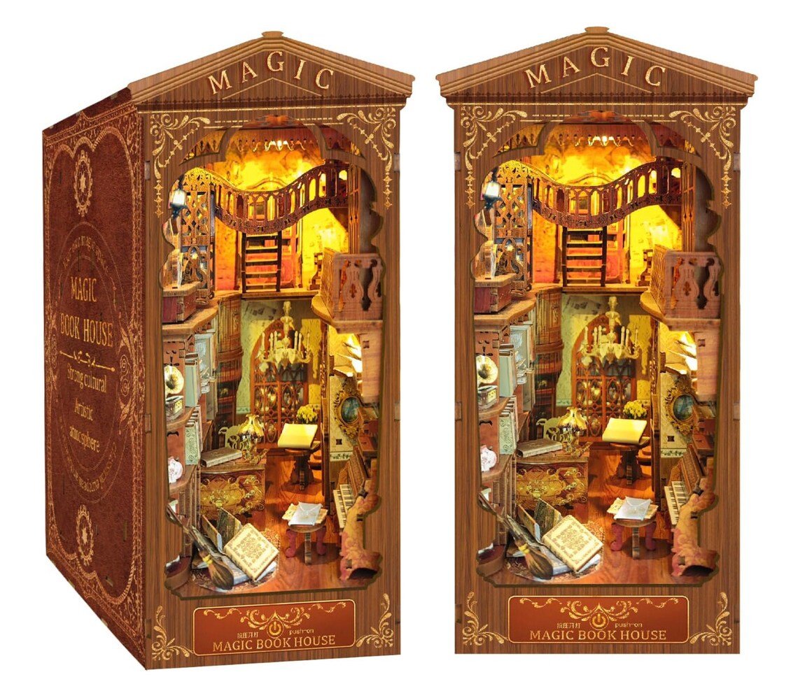 Magic Book House | Assembled Book Nook Kit | Customizable Shelving ...