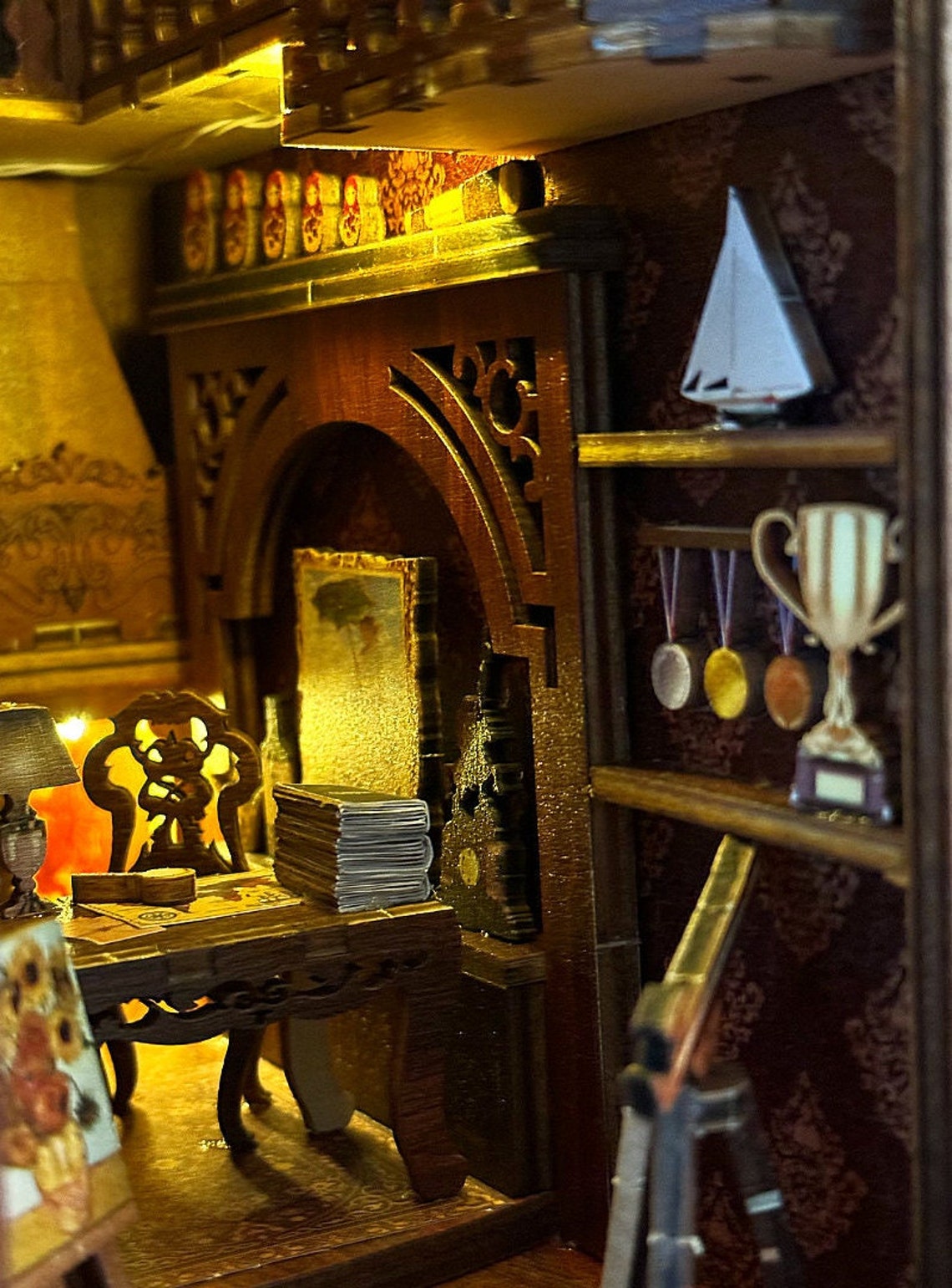 Library of Books | Assembled Book Nook Kit | Customizable Shelf Insert ...