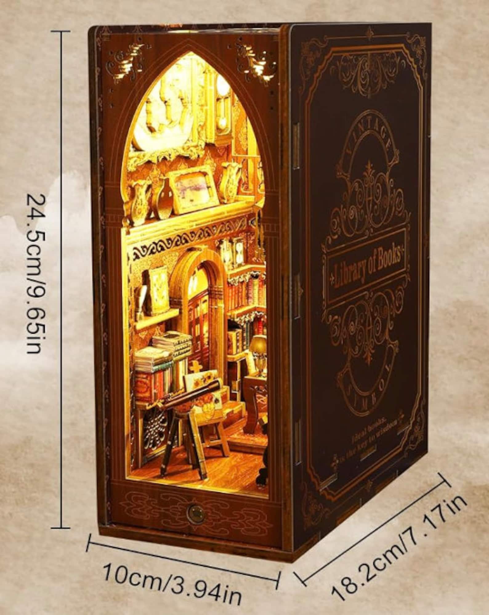 Library of Books | Assembled Book Nook Kit | Customizable Shelf Insert ...