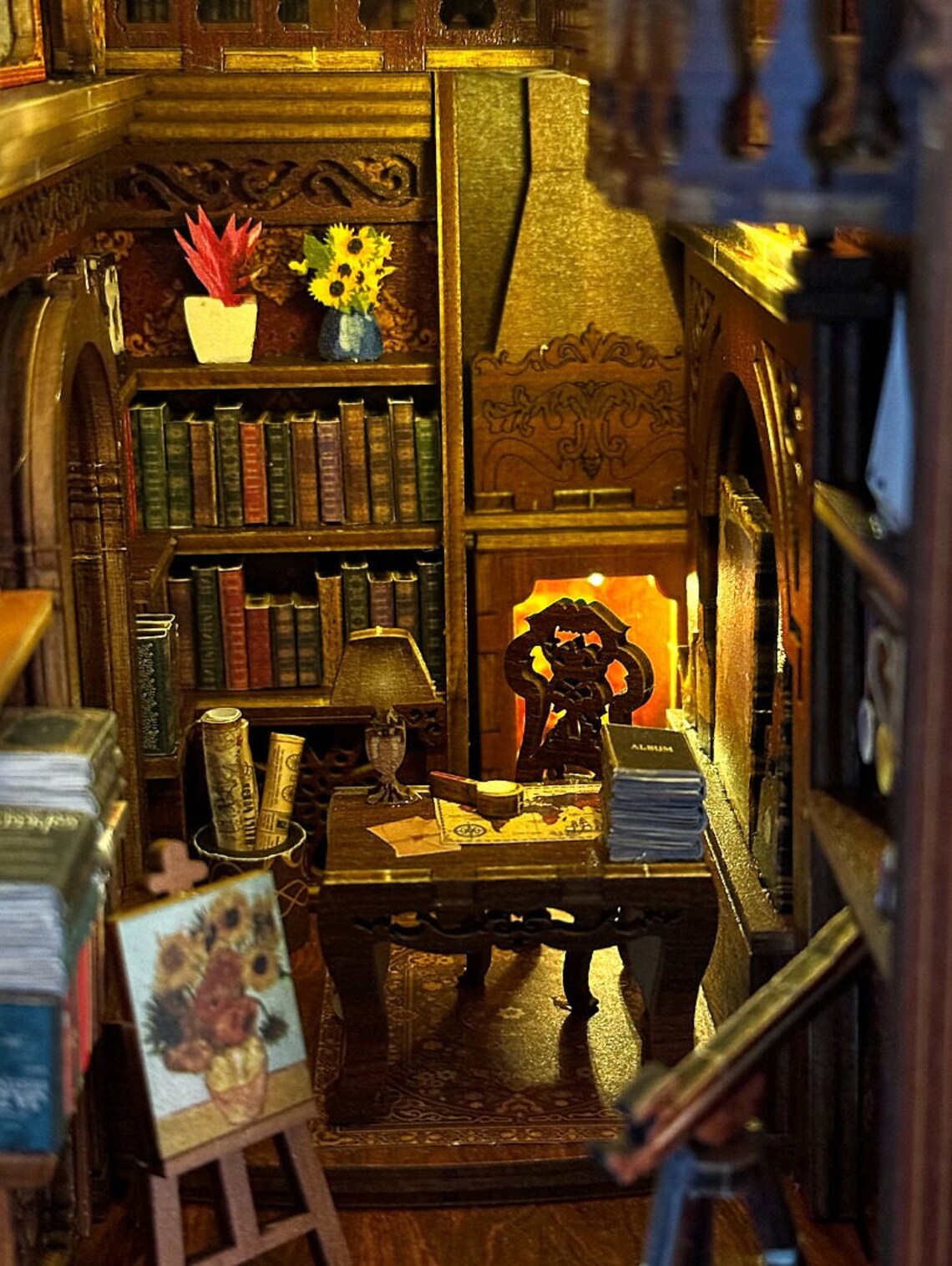 Library of Books | Assembled Book Nook Kit | Customizable Shelf Insert ...